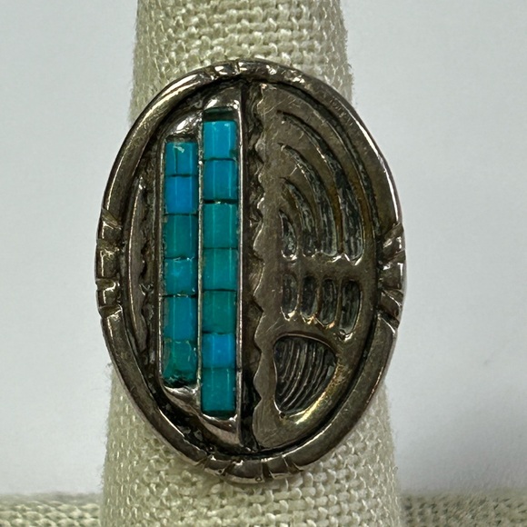 Native | Jewelry | Native Signed T Barbre Turquoise Heishi Inlay Badger ...